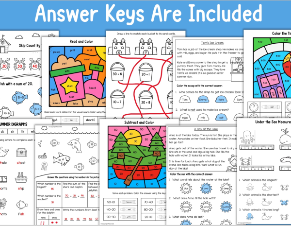 1st Into 2nd Grade Summer Bridge Packet End of Year Summer Review Math ...
