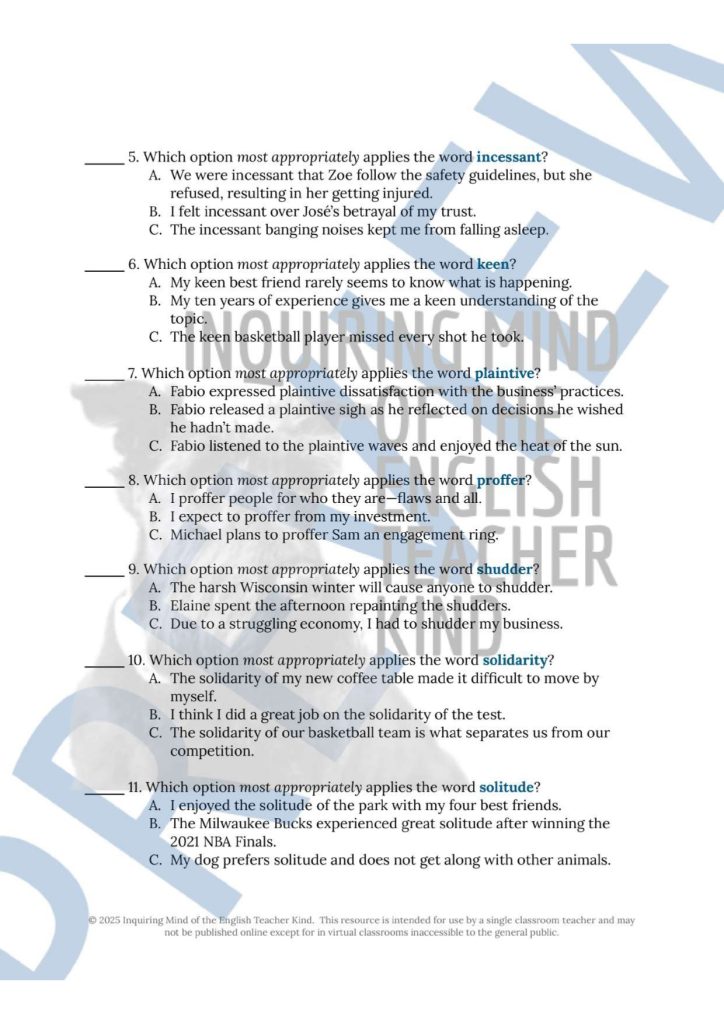 Brave New World Chapters 3, 4, and 5 Vocabulary Games for High School ...