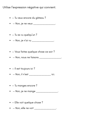 negative expressions in french exercises - Les Expressions Négatives ...