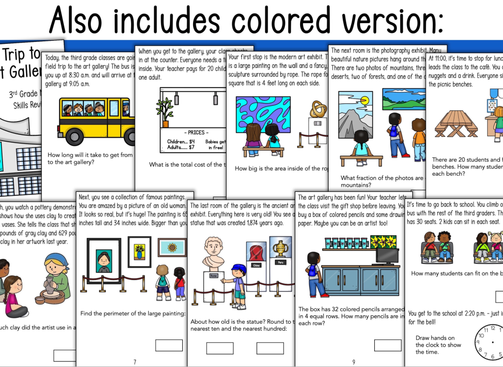End of Year 3rd Grade Math Review Interactive Math Story Booklet | Made ...