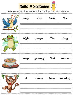 Sentence Builder Fun Sheets Practice for Kids. - Made By Teachers