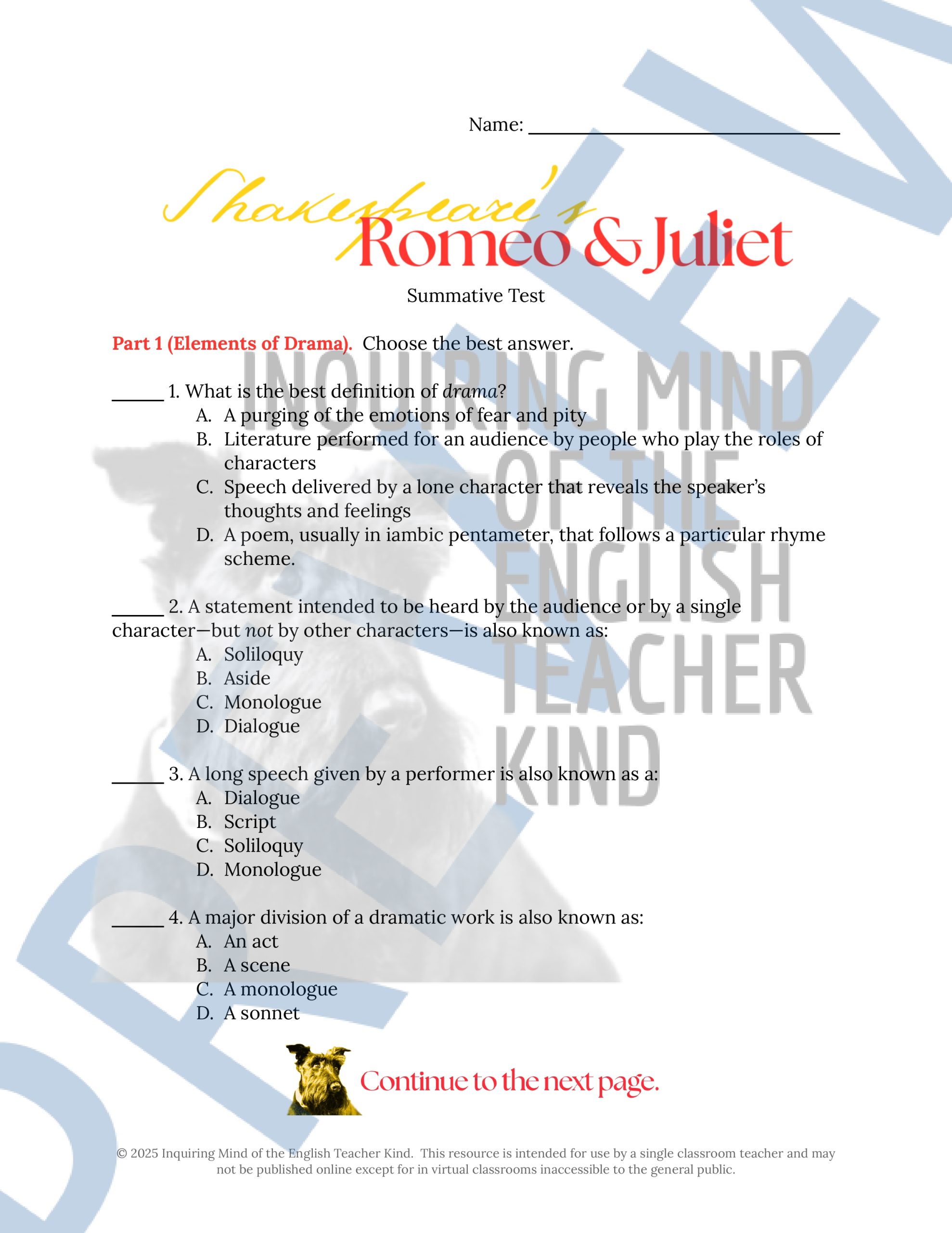 Romeo and Juliet Bundle - Reading Guide, Quizzes, Test, Close Readings ...