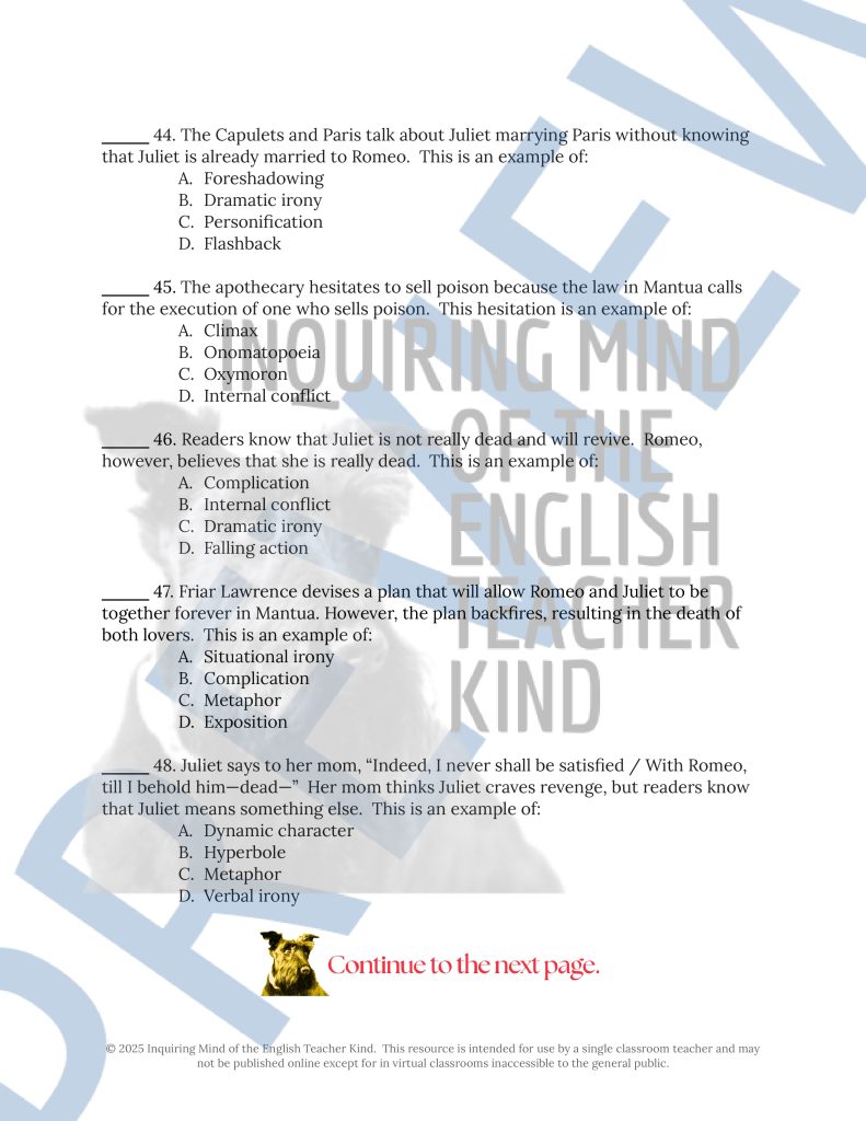 Romeo and Juliet Bundle - Reading Guide, Quizzes, Test, Close Readings ...
