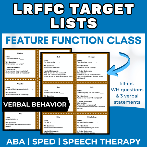 LRFFC Fill-ins WH Questions and 3 Verbal Statement Target Lists Verbal ...