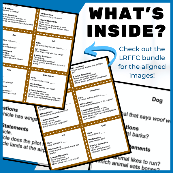 LRFFC Fill-ins WH Questions and 3 Verbal Statement Target Lists Verbal ...