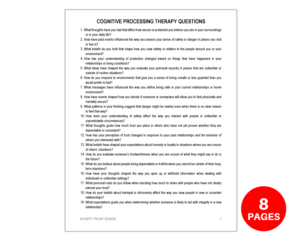 Cognitive Processing Therapy Questions, CPT Therapy, Post Traumatic ...