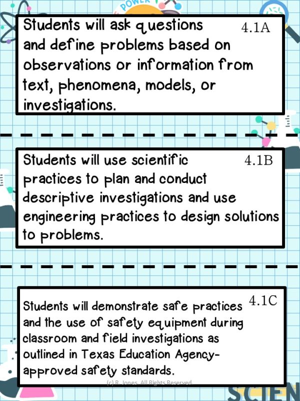 4th Grade Texas TEKS Science Learning Objectives Cards | Color & B&W ...