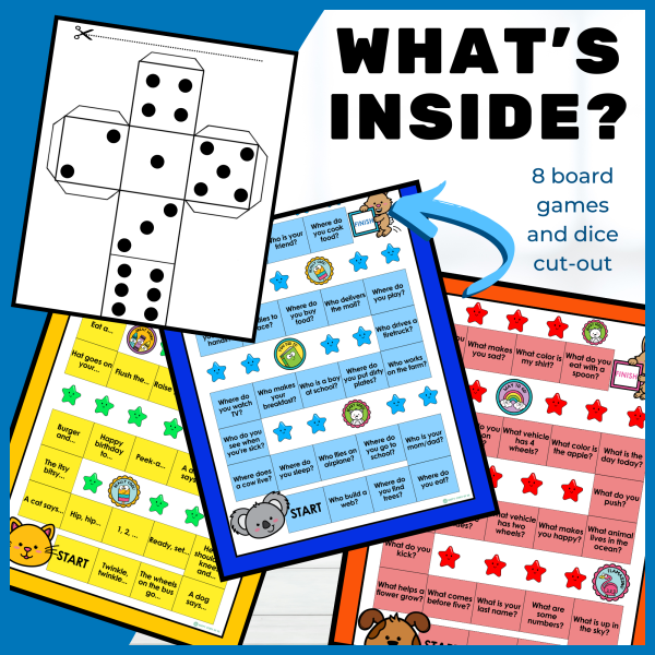 ABA Verbal Behavior Intraverbal Board Games Fill-ins and WH questions ...