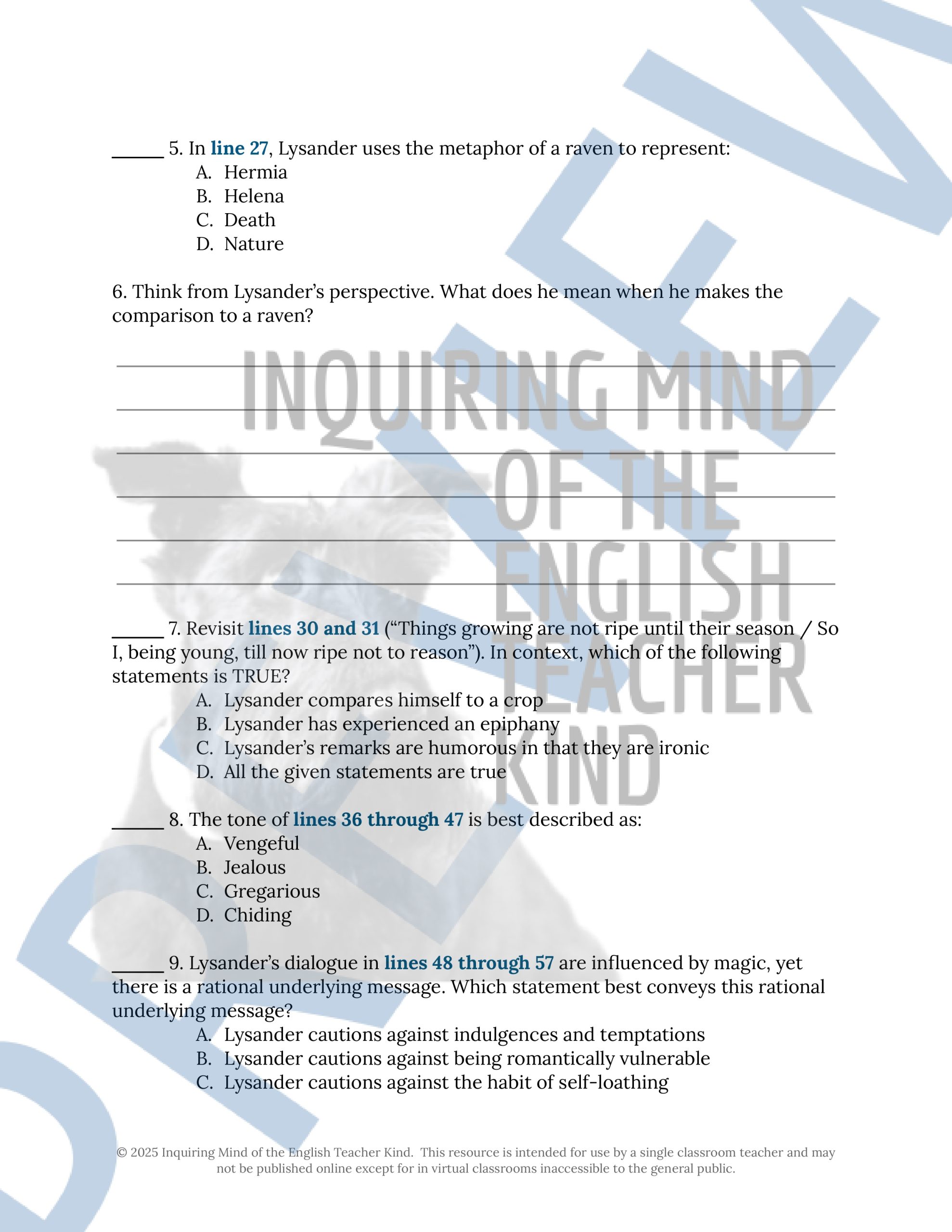 A Midsummer Night's Dream Act 2 Scene 2 Close Reading Analysis ...