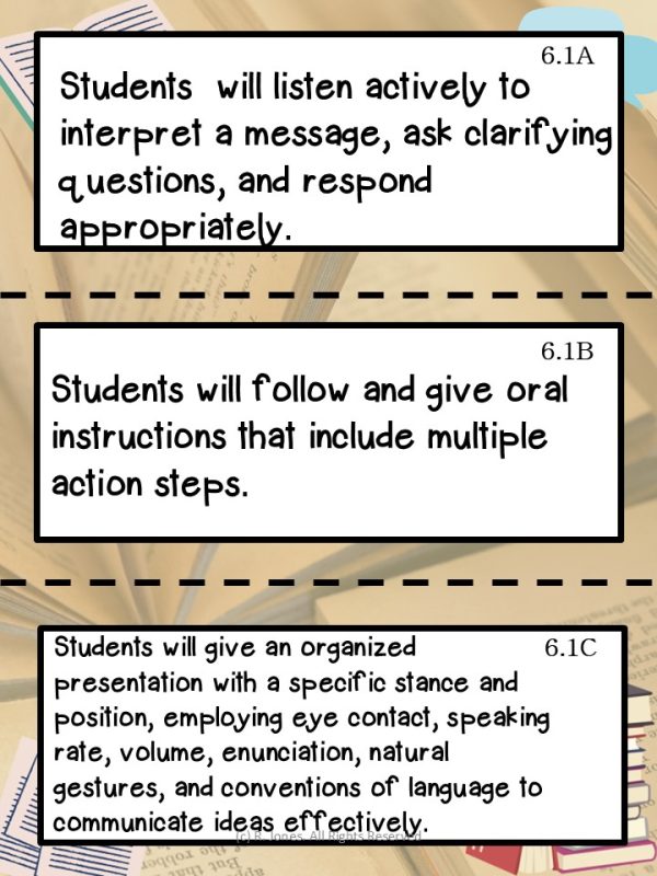 6th Grade Texas TEKS Reading/ Writing Learning Objectives Cards | Color ...