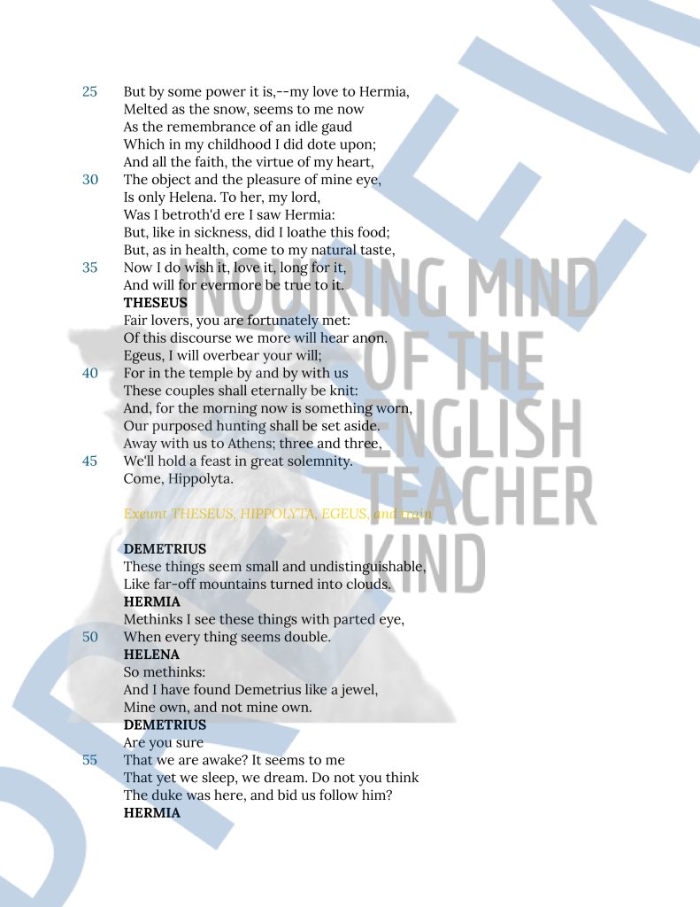 A Midsummer Night's Dream Act 4 Scene 1 Close Reading Analysis ...