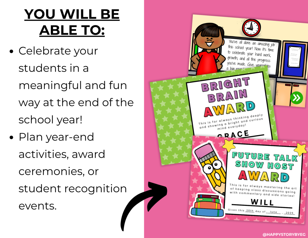 End of Year Awards Editable Student Awards Year End Classroom ...