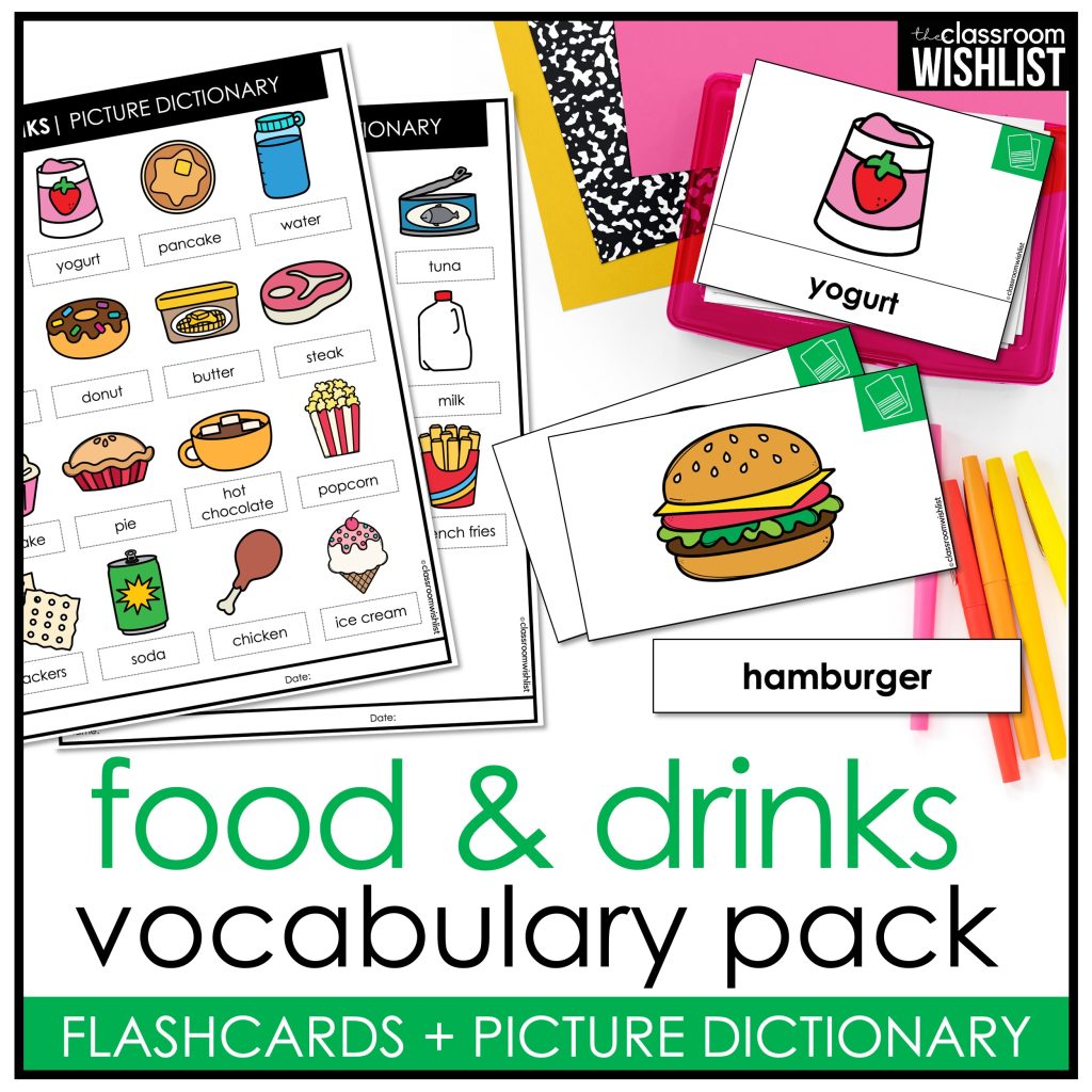 Food & Drinks Vocabulary Building ESL Flashcard Pack: Flash Cards ...