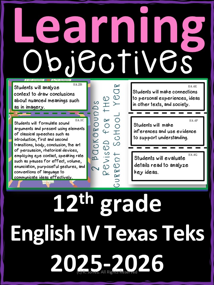 1st Grade Texas TEKS Reading/ Writing Learning Objectives Cards | Color ...