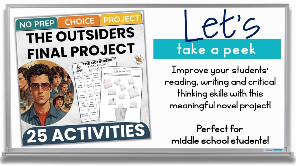 The Outsiders Novel Study Project Reading Choice Board End of Unit ...