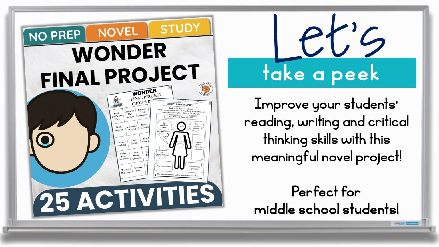 Wonder Novel Study Final Project Choice Board End of Unit Activities ...