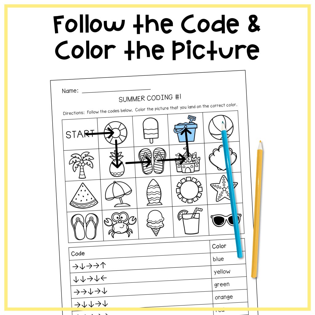 Coding Unplugged - Directional Coding - No Prep - Summer Theme - Made ...