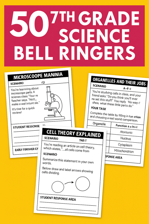50 No-Prep 7th Grade Science Bell Ringers | Daily Warm-Ups Aligned to ...