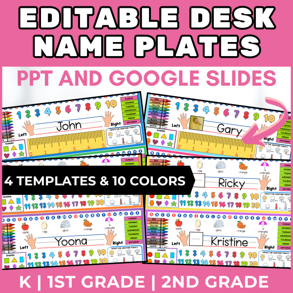 Editable Desk Name Plates Name Tags with Alphabet and Numbers Template ...
