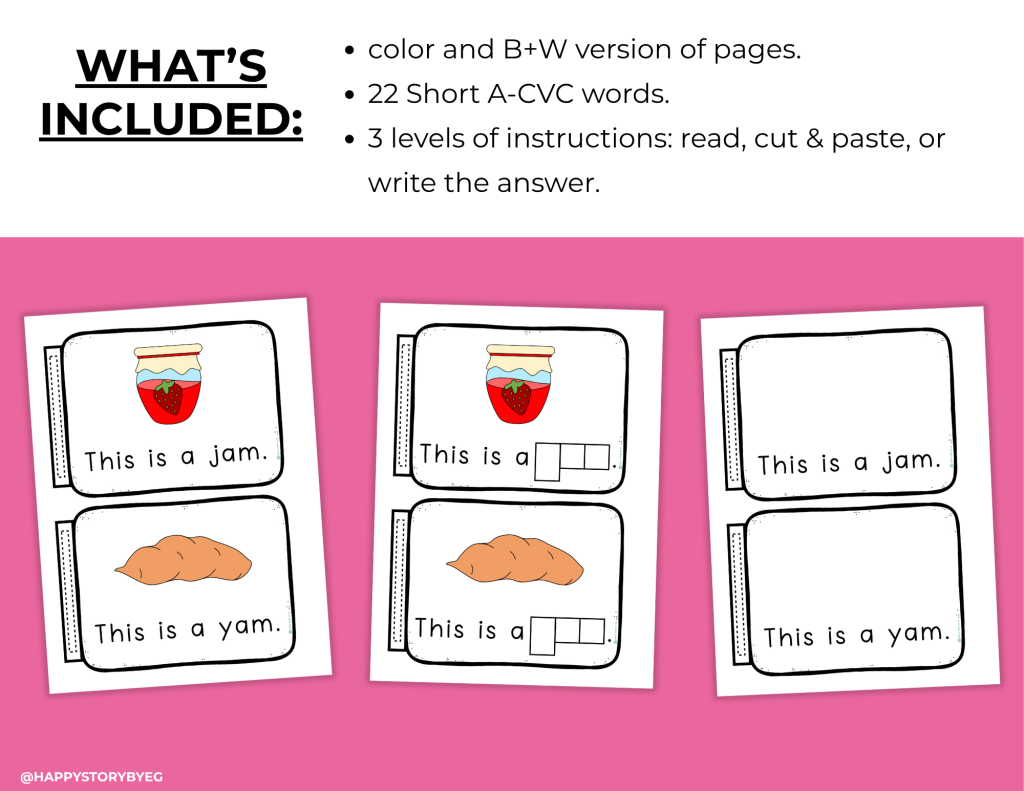 Blending CVC Words with Short A Vowel Sounds Activities and Mini Book ...