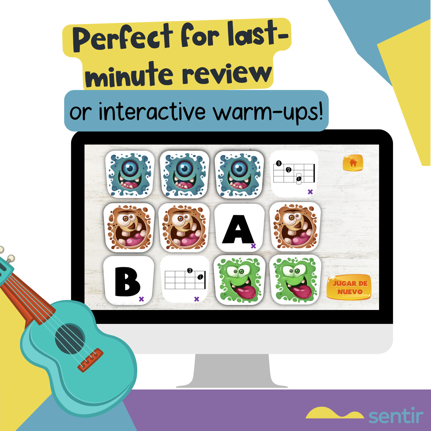 Ukulele Chord Memory Game | Virtual Monster Matching for Beginners ...