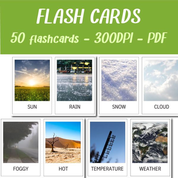 Weather Flashcards for Preschoolers – 50 Cards with Real Photos Build ...