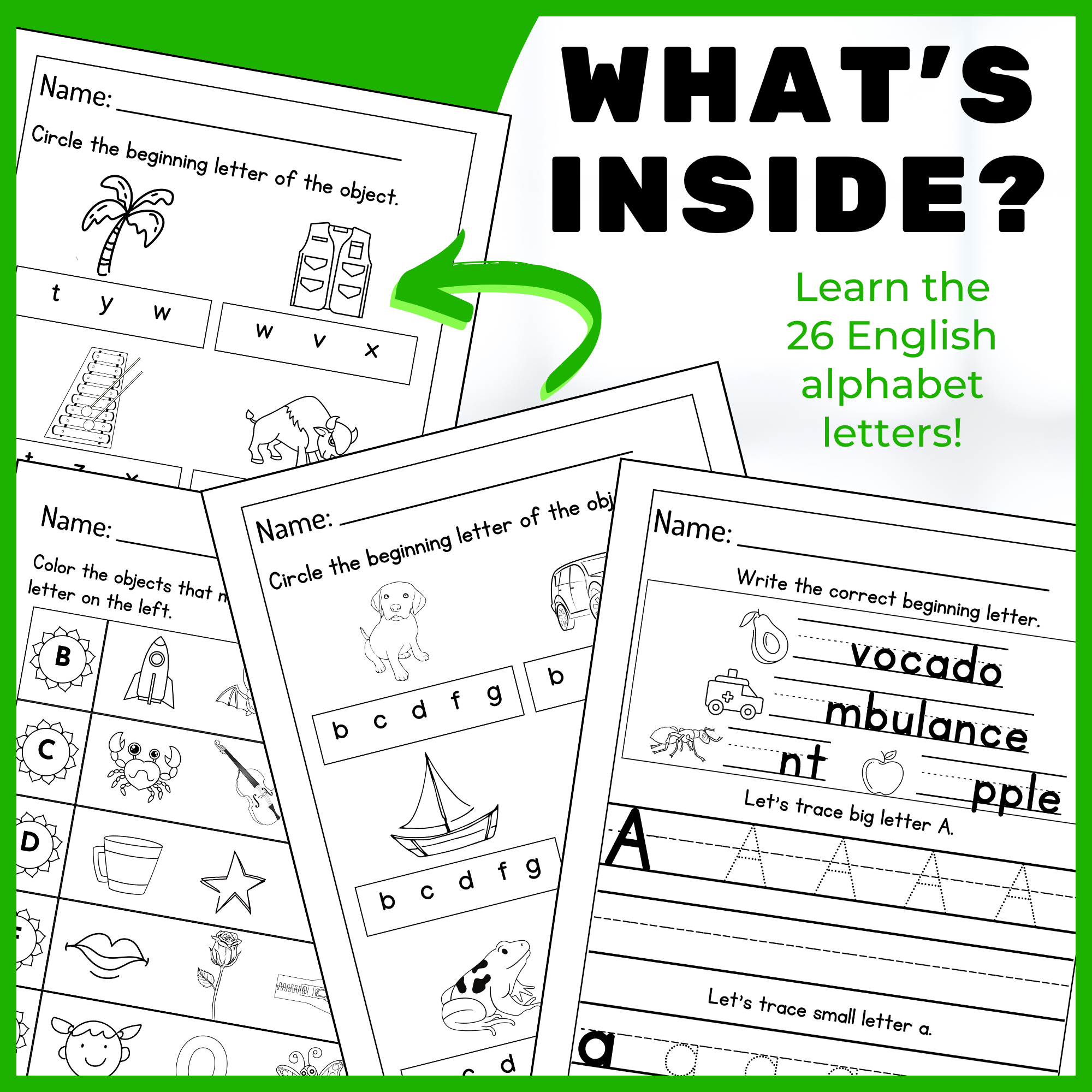 BUNDLE Alphabet Letter Recognition Beginning Sounds Worksheets and ...
