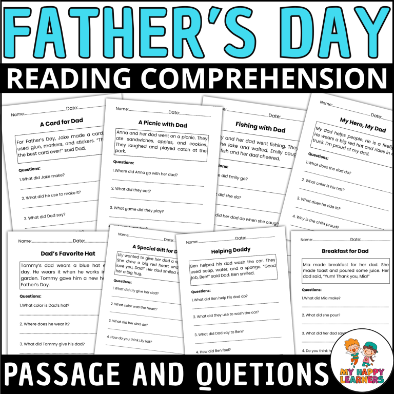 Father's Day Reading Comprehension Passages Worksheet for Grade 1, 2 ...