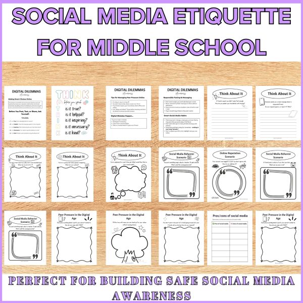 Social Media Etiquette & Safety Worksheets | Cyberbullying | Digital ...