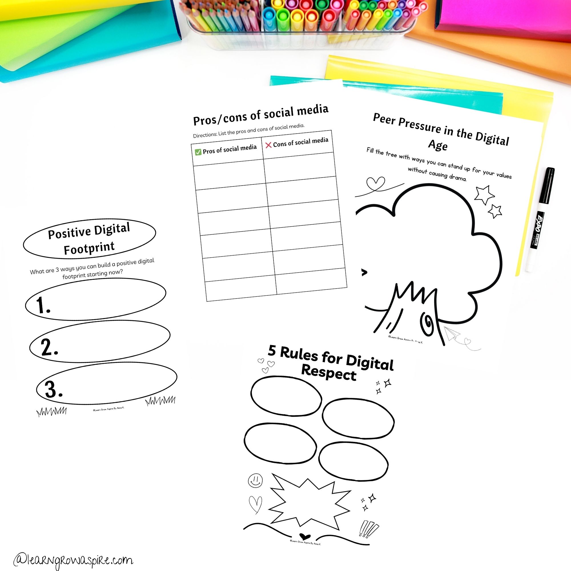 Social Media Etiquette & Safety Worksheets | Cyberbullying | Digital ...