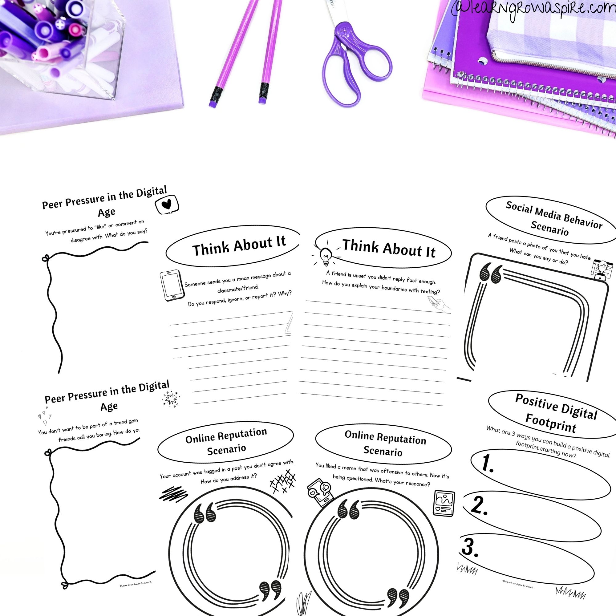 Social Media Etiquette & Safety Worksheets | Cyberbullying | Digital ...