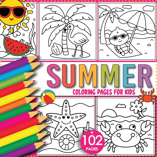 Cute 102 Printable Bold & Easy Summer Vibes Coloring Pages Gift for ...