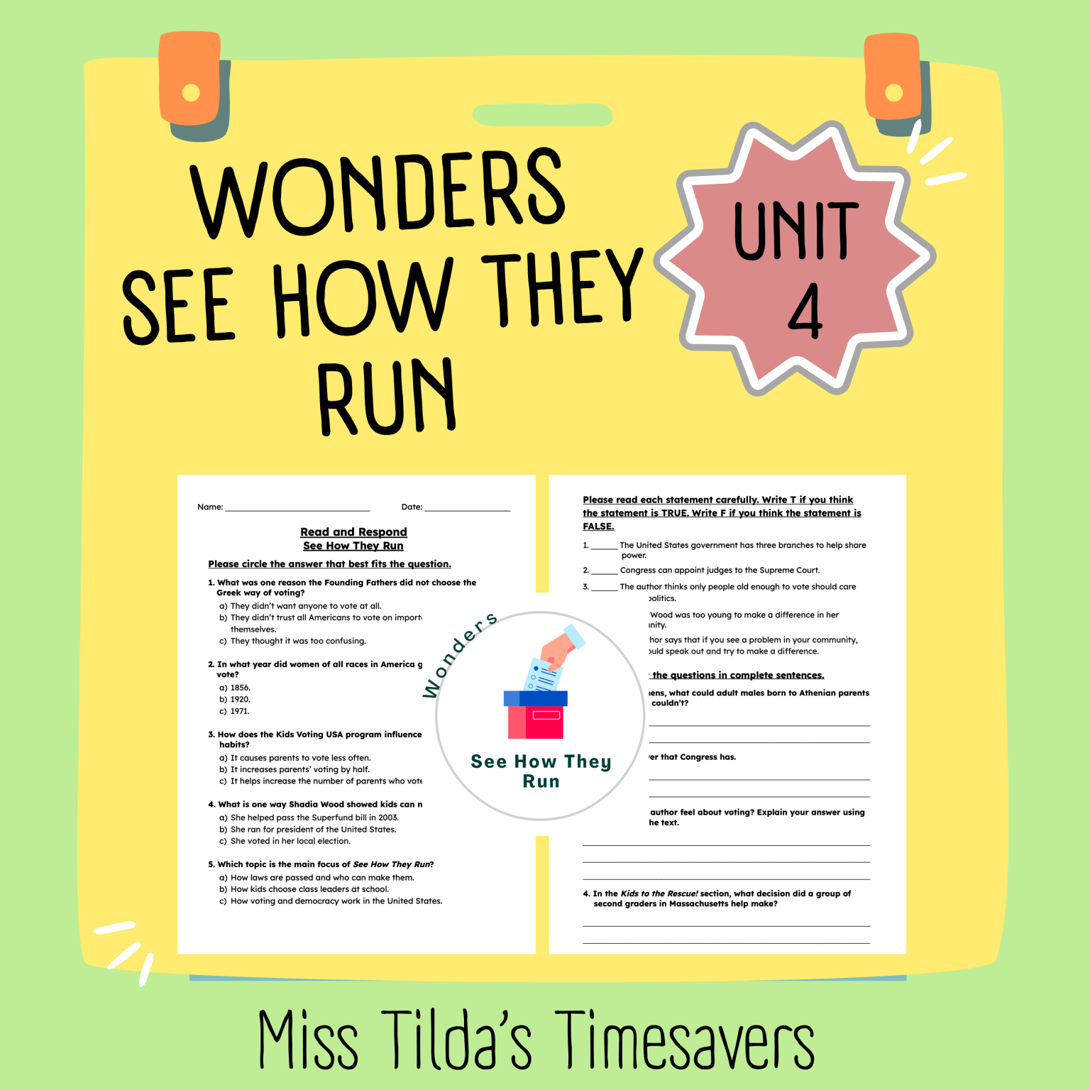 See How They Run - Grade 4 Wonders - Made By Teachers