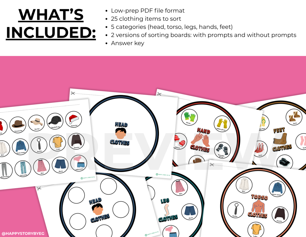 Clothing Items Sorting Activities | 5 Body Parts Clothing Categories ...