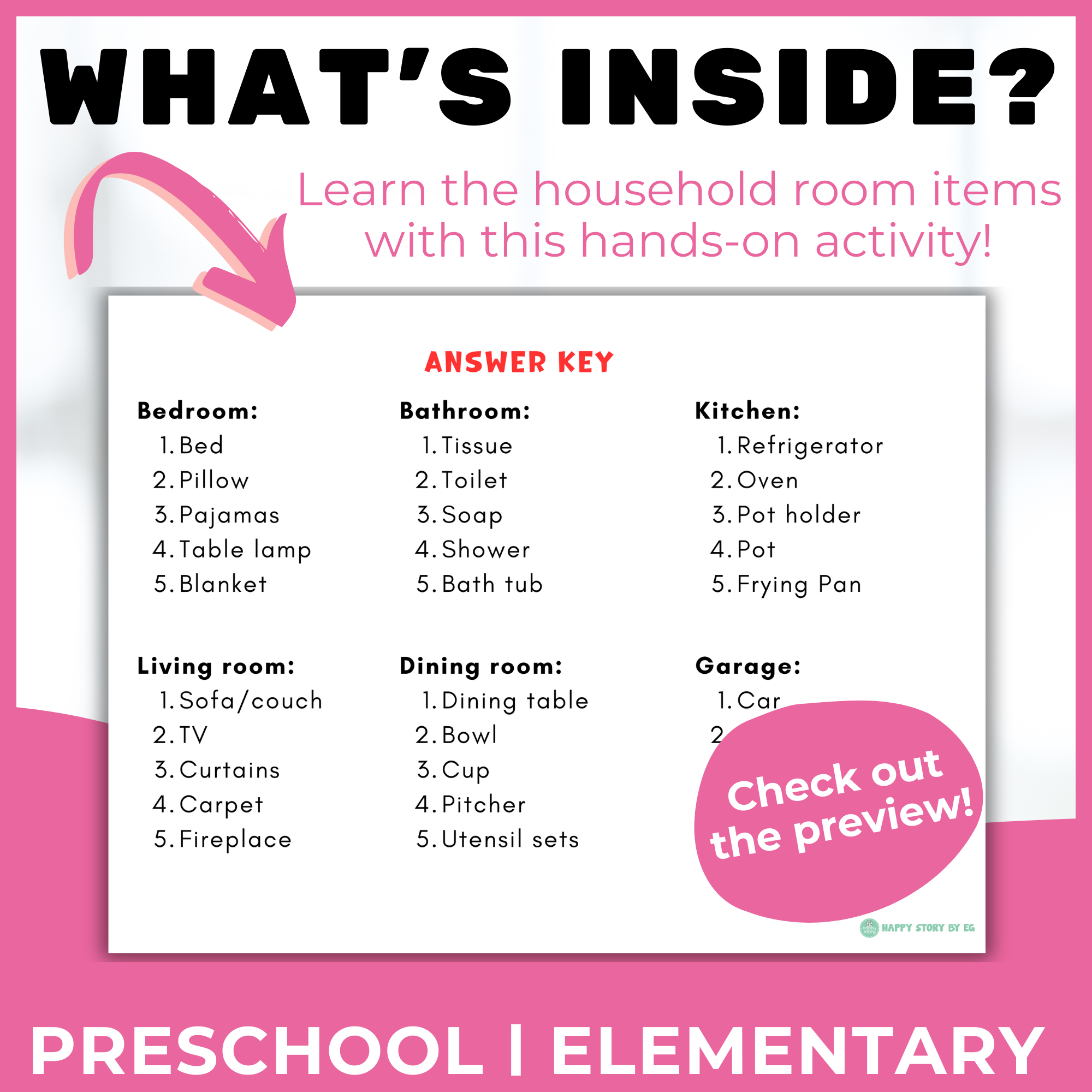 Household Room Items Sorting Activities | Sort 30 Objects into ...