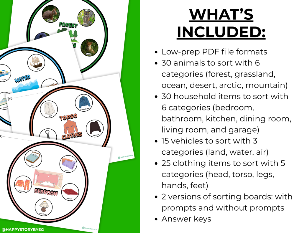 BUNDLE Sort 100 Objects into Categories | Animal, House Items, Vehicles ...