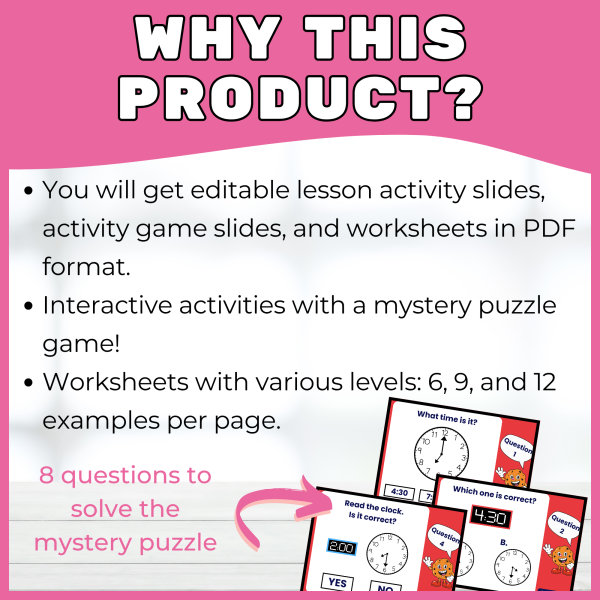 Telling Time to the Hour and Half Hour Lesson Slides Games and ...