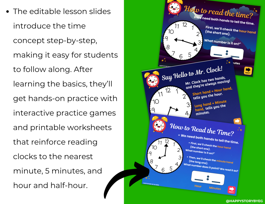Telling Time Nearest Minute, 5 Minutes, Hour, Half-Hour Lessons Games ...