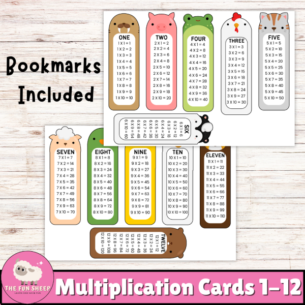 Multiplication Cards | 1-12 Times Tables Bookmarks Multiplication Cards ...