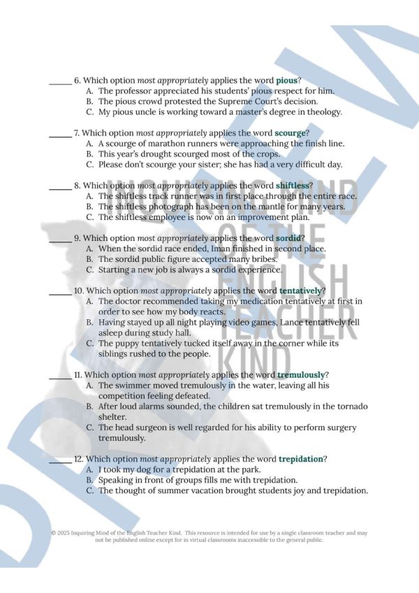 "A Wagner Matinee" by Willa Cather Vocabulary Games for High School ...