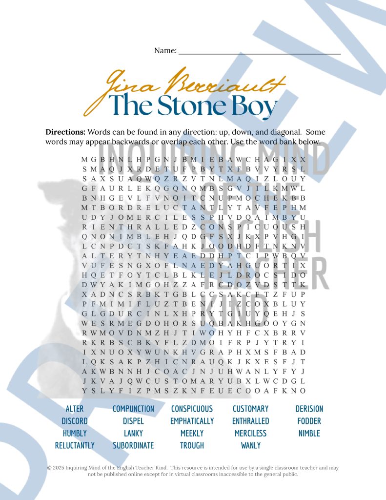 "The Stone Boy" by Gina Berriault Quiz, Analysis Worksheet, and ...