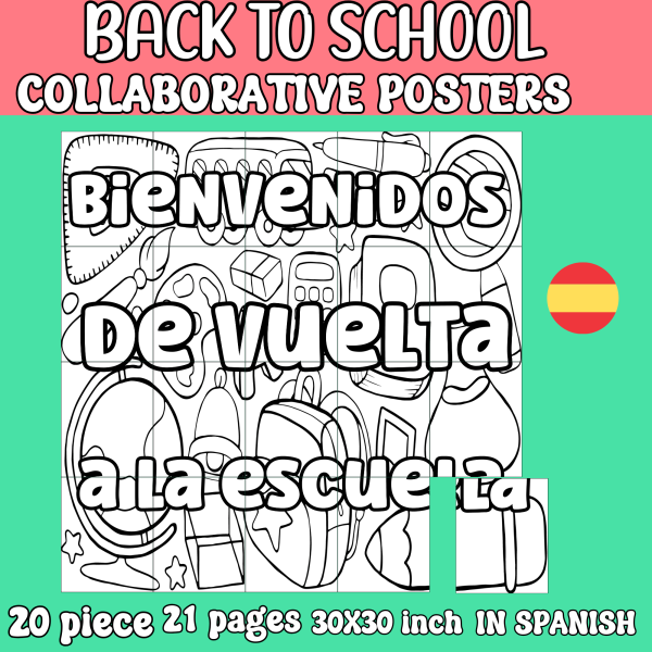 Spanish Back To School Collaborative Poster Art Coloring Pages -30x30 ...