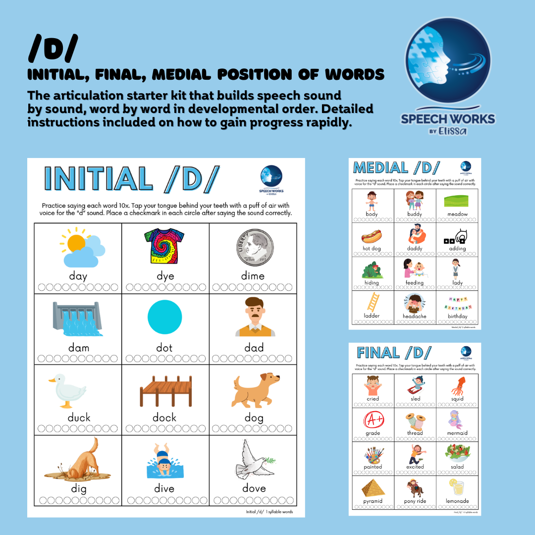 Articulation Practice for /T/ Sound – Initial, Medial, Final Word ...