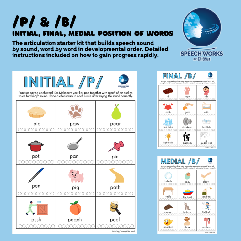 /P/ & /B/ Voicing Pair Articulation Practice – Initial, Medial, and ...
