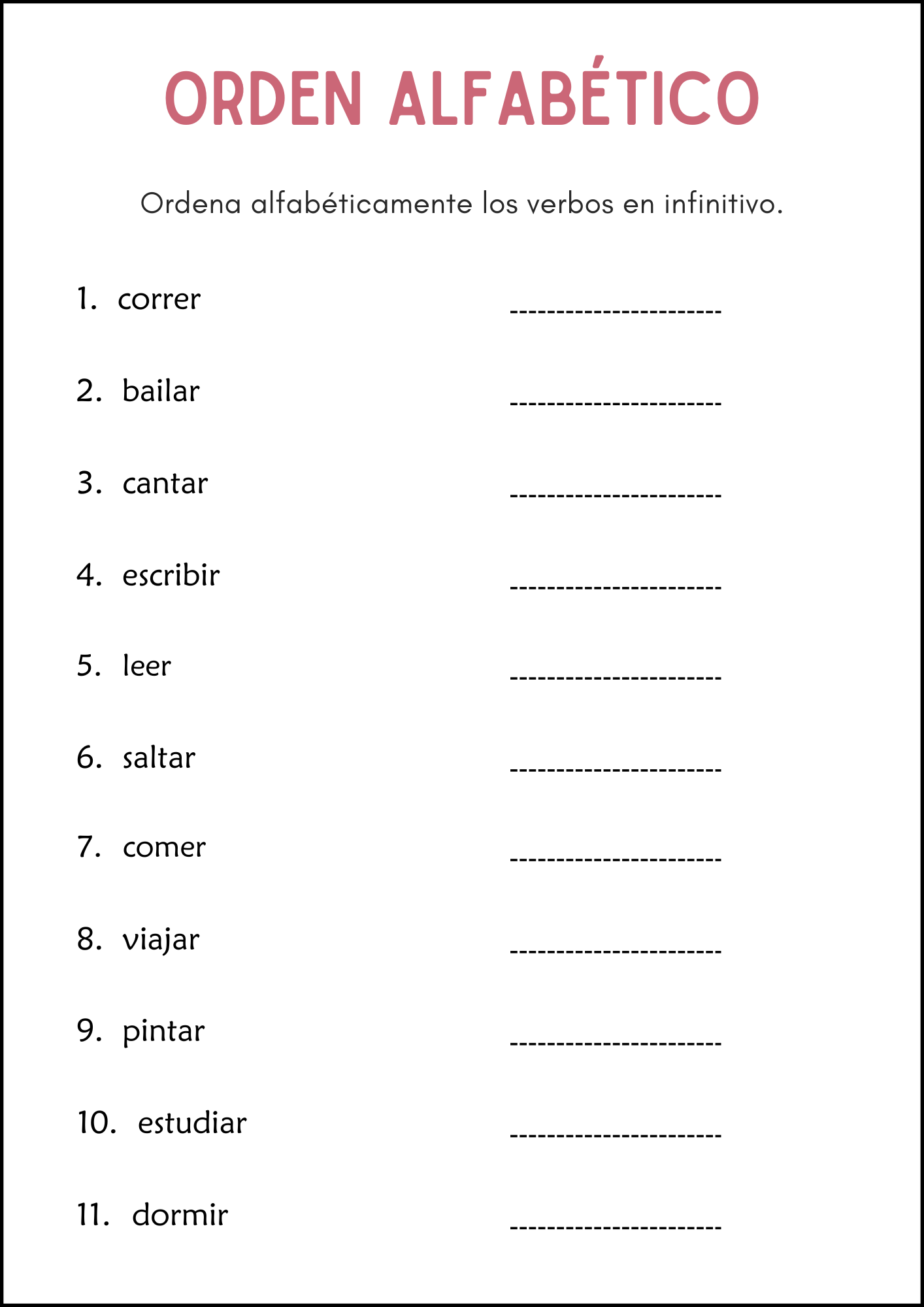 Orden Alfabético - Alphabetical Order Worksheets in Spanish - ABC ...