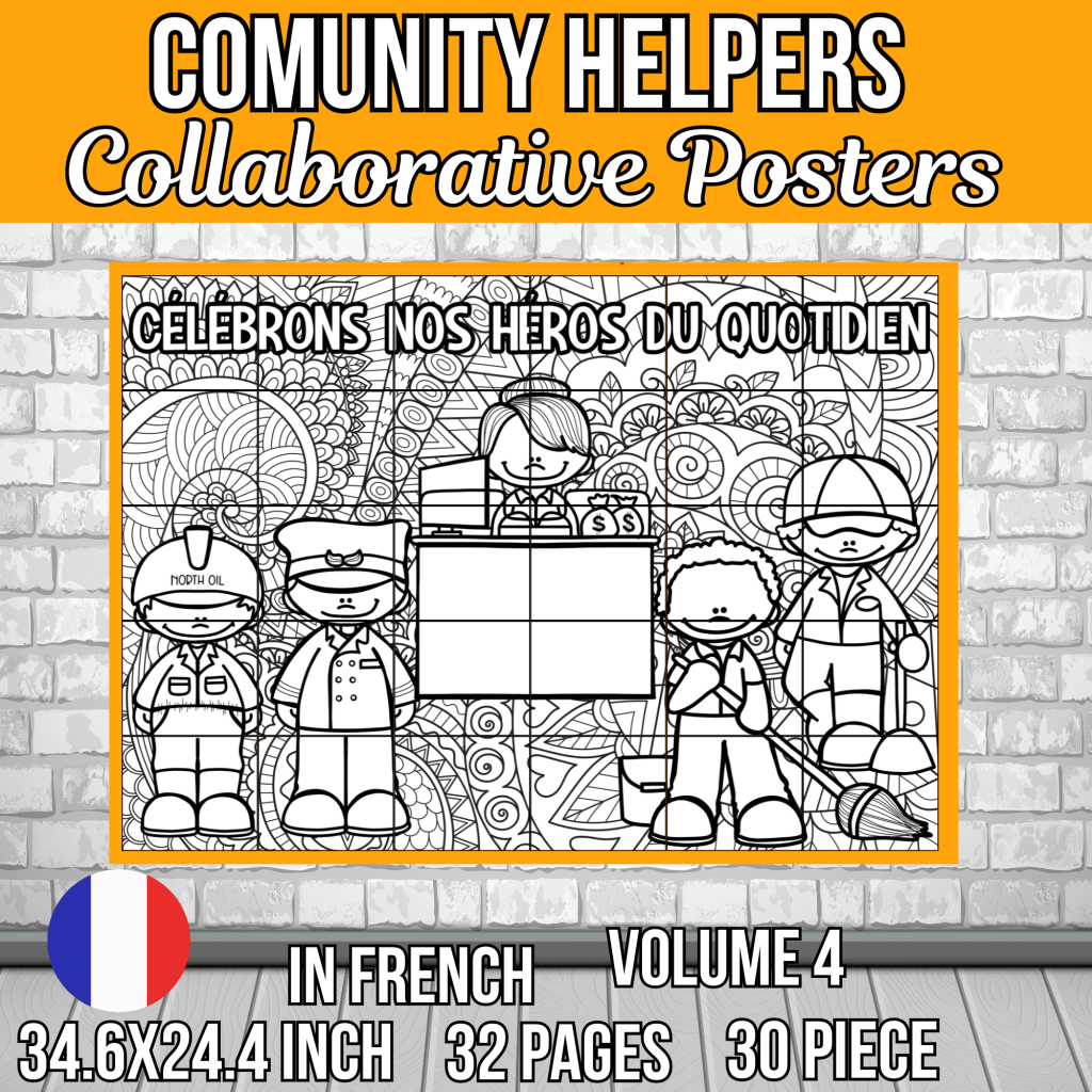 French Community Helpers Collaborative Poster Art Coloring Pages-v4 ...