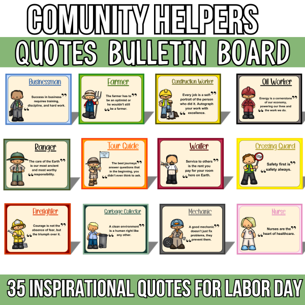 Community Helpers Quote Bulletin Board -35 Inspirational Posters - Made ...