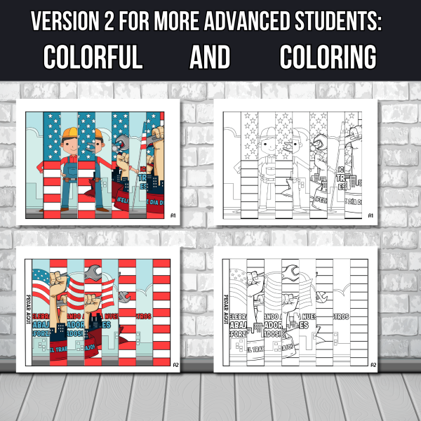 Spanish Community Helpers Agamograph Art Coloring Activities-Labor Day ...
