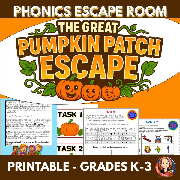Pumpkin Patch Escape Room | Fall Phonics Game CVC Short Vowel Review ...