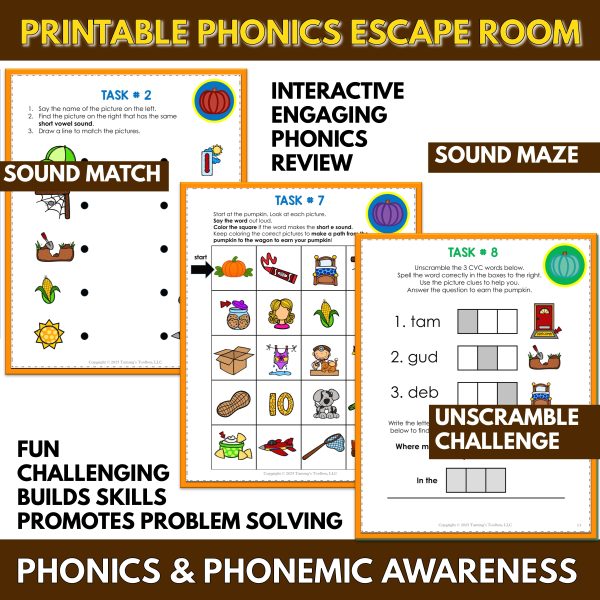 Pumpkin Patch Escape Room | Fall Phonics Game CVC Short Vowel Review ...